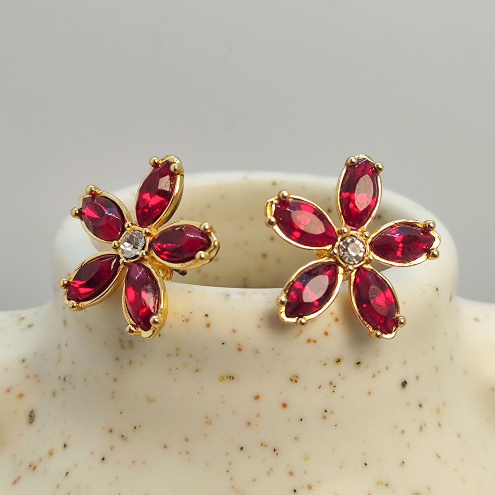 Aretes Bright Flowers Rojo | Joyas | Chronos - chronospe